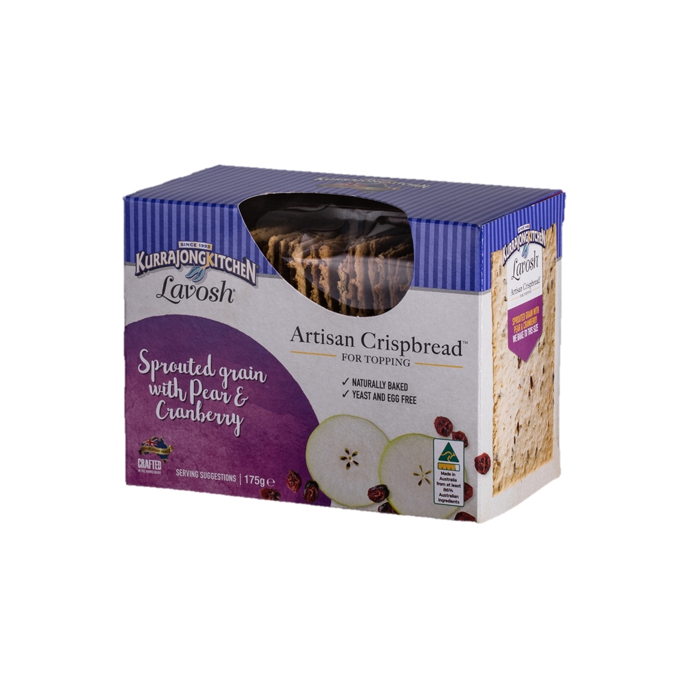 *KURR ART PEAR CRAN 175G 6C Kurranjon Cranberry Crispbread - Royal ...