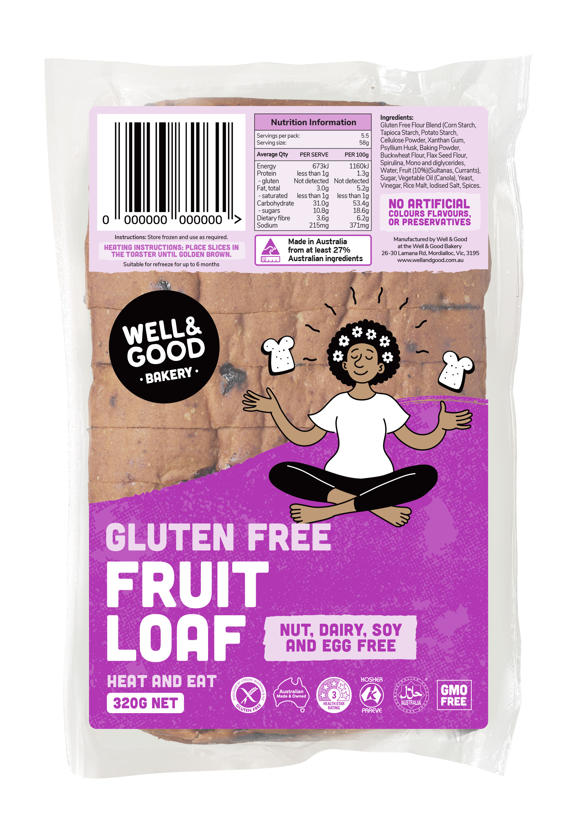 WELL FRUIT LOAF SLICE 320g 8C - Royal Foods Retail - Royal Foods Retail