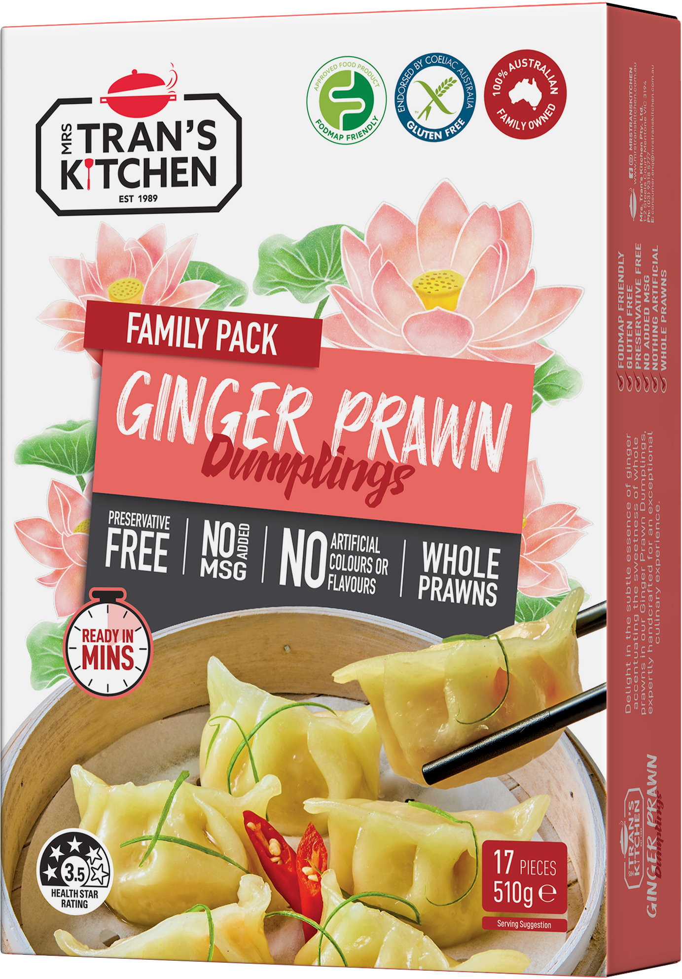 MTK DUMPLING GING PRA 500g 5C Mrs Tran's Kitchen GF - Royal Foods ...